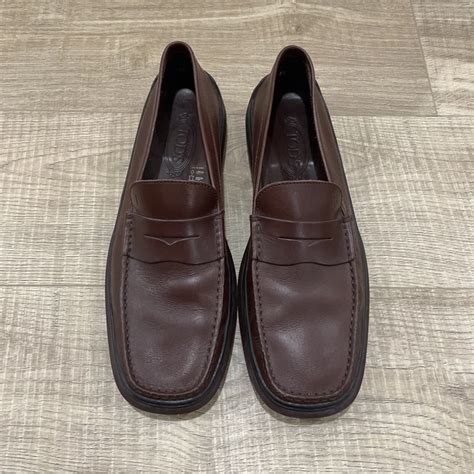 Mens Tods Brown Leather Penny Loafer Oxford Dress Shoe Size 11 Made