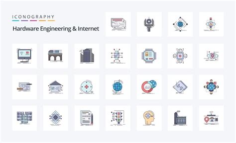 Premium Vector 25 Hardware Engineering And Internet Line Filled Style