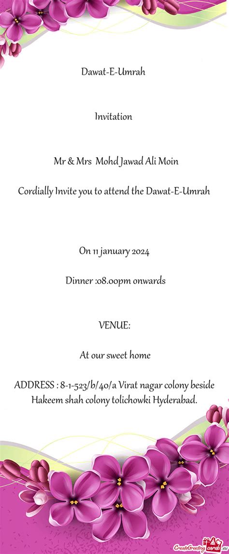 Mr And Mrs Mohd Jawad Ali Moin Free Cards