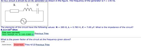 Solved An RLC circuit is driven by an AC generator as shown | Chegg.com
