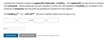 Answered Consider The Insoluble Compound Copper Ii Hydroxide Cu Oh 2