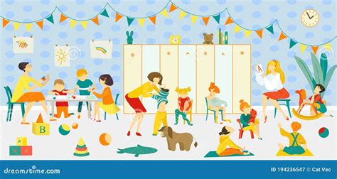 Kindergarten Class Linear Icons Signs Symbols Vector Line