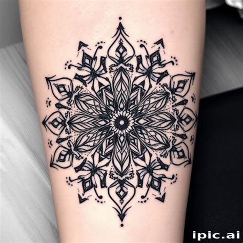 Intricate Black Mandala Tattoo Design On A Persons Forearm Skin