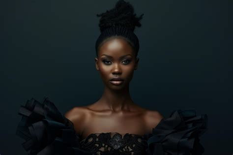 Premium Photo Stunning Black Model Showcases Elegant Designer