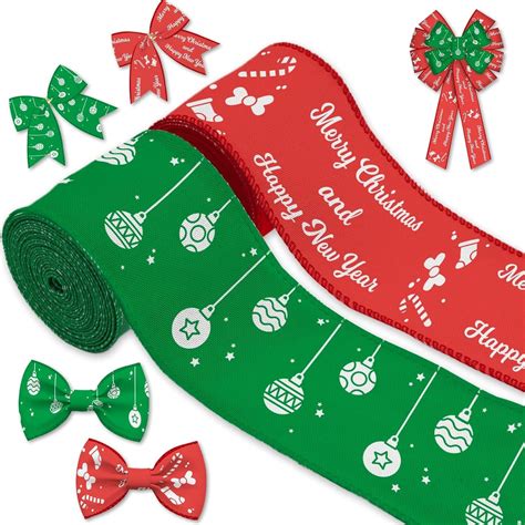 Ykw 2 Rolls Christmas Ribbon Set 2 56 X 5 Yards Modern
