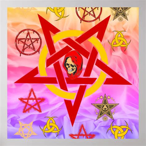 Pentagram Five Star Occult In Colorful Smoking Poster Zazzle
