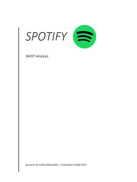 Spotify Swot Analysis Pdf Spotify Streaming Media