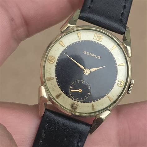 Vintage Benrus Bb4 Bullseye Fancy Lugs Mens 30mm Swiss Made Watch Rare