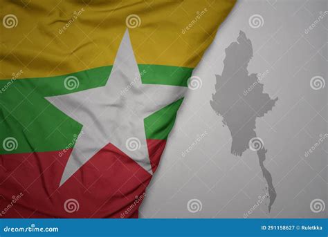 Open Myanmar International Passport Visa Sticker Template In Flat Style