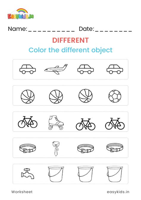 Colour The Different Objects Creative Worksheets Free Preschool