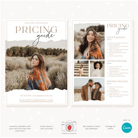 Photography Pricing Guide Card Template Strawberry Kit