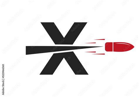 Letter X Shot Bullet Logo Vector Template Concept For Defense Logotype