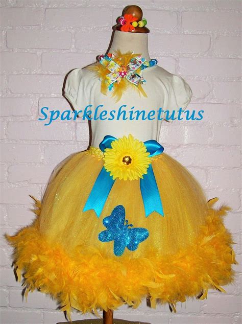 Yellow Chicky Butterfly Feathered Tutu Feather Tutu Hair Bows