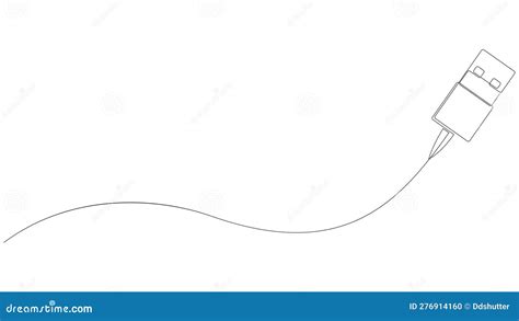 Usb Data Cable One Line Drawing Continuous Single Line Technological