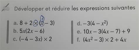 Développer Et Réduire Les Expressions Uivantes Nosdevoirsfr
