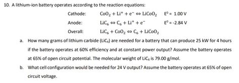 10 A Lithium Ion Battery Operates According To The