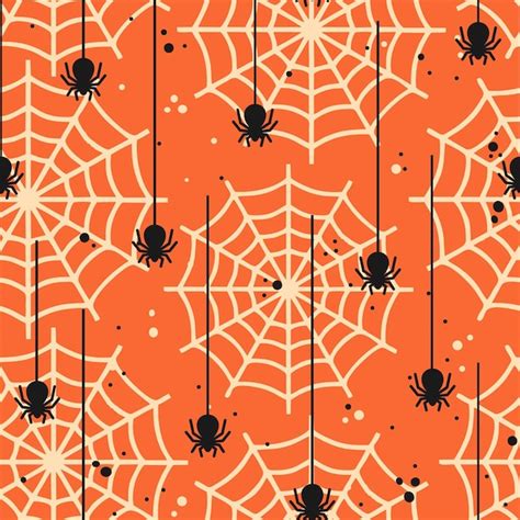 Premium Vector Halloween Vector Seamless Pattern With Spider And