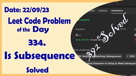 392 Is Subsequence C Leetcode Daily Challenge Youtube