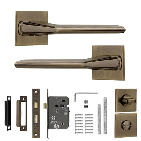 Decoranddecor Door Handle Set Antique Brass Bathroom Door Handle