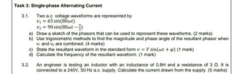 Solved Task 3 Single Phase Alternating Current 31 Two