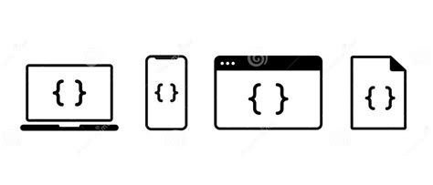 ícone Vetor Do Dispositivo De Código Sinal De Script Do Programa De
