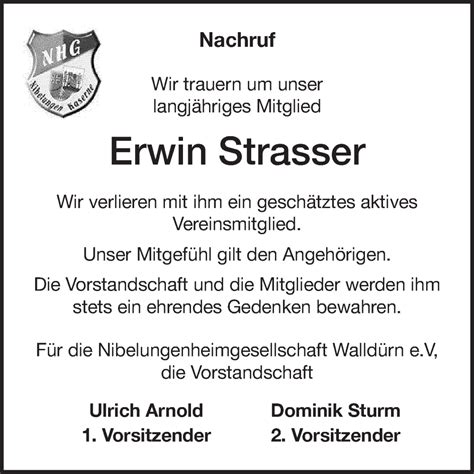 Traueranzeigen Von Erwin Strasser Trauerportal Ihrer Tageszeitung