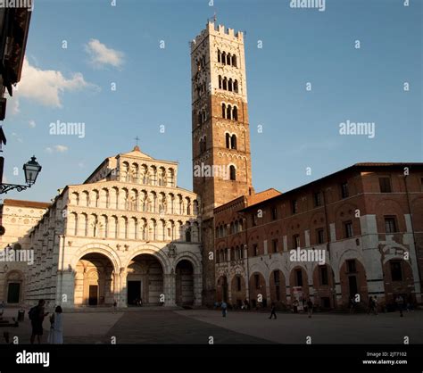 Facade And Bell Tower The Duomo Cathedral Lucca Tuscany Italy