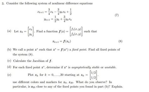 solved 3 consider the following system of nonlinear