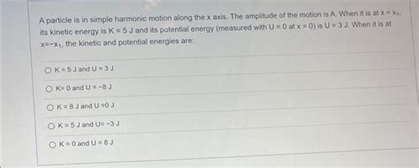 Solved A Particle Is In Simple Harmonic Motion Along The X Chegg