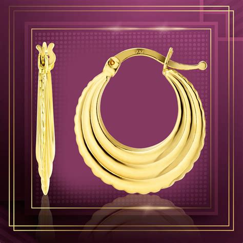 18k Pure Gold Round Loop Earring Set