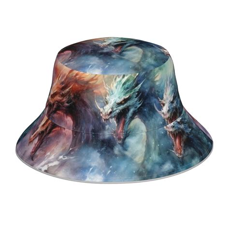 Balery Ink Style Wave Dragon Sun Hats For Men Women Bucket Hat Upf 50 Buckey Hat Boonie Hat