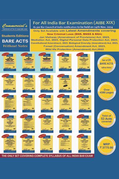All India Bar Examination Bare Acts Combo Without Short Notes Aibe