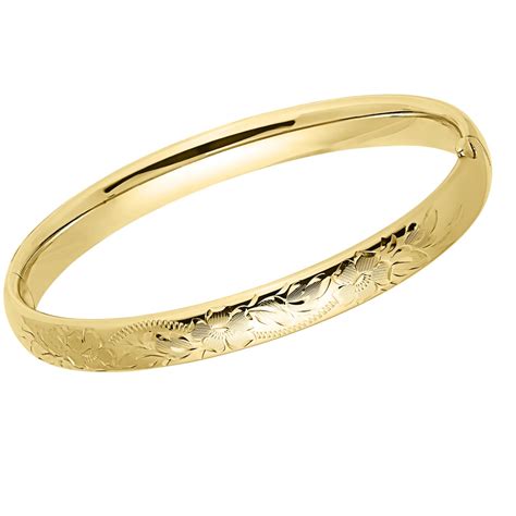 Magnificent 8mm Thick 14k Gold Filled Bangle With Guard And Hinge