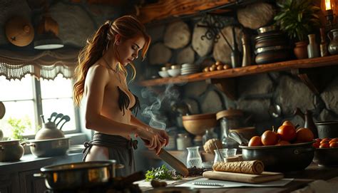 A Naked Woman Cooks In Her Kitchen By Fnemecek On Deviantart