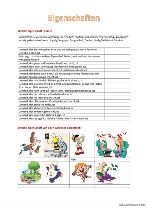 Eigenschaften Allgemeine English Esl Worksheets Pdf And Doc