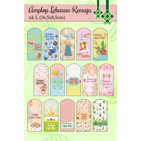 Eid Ul Fitri Envelope Large Size Random Motif Contains 8 Pcs Eid Envelope Ramadhan Envelope