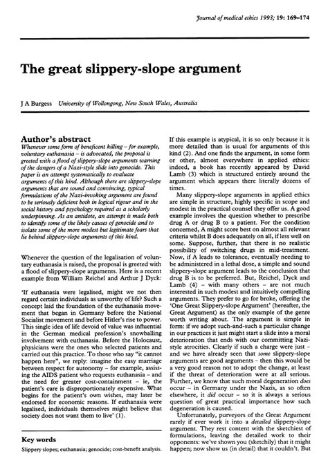 The Great Slippery Slope Argument Pmc