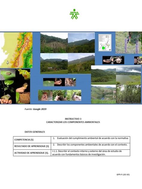 Instructivo 3 Caracterizar Los Componentes Ambientales 1 Pdf