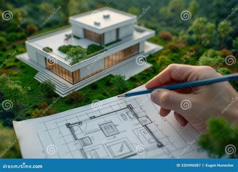 Explore Modern Architectural Blueprint For A Futuristic House Set In