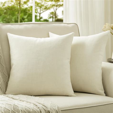 Anickal Set Of 2 Ivory Pillow Covers 20x20 Inch Rustic