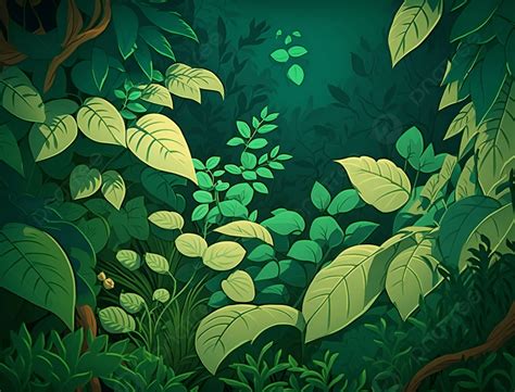 Cartoon Drawing Green Plant Leaves Illustration Background Plant Leaf