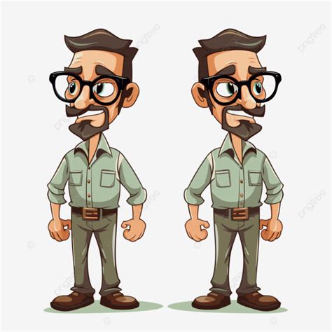Clone Clipart Two Cartoon Male Characters With Glasses And Beards Vector Clone Clipart