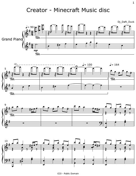 Creator Minecraft Music Disc Sheet Music For Piano