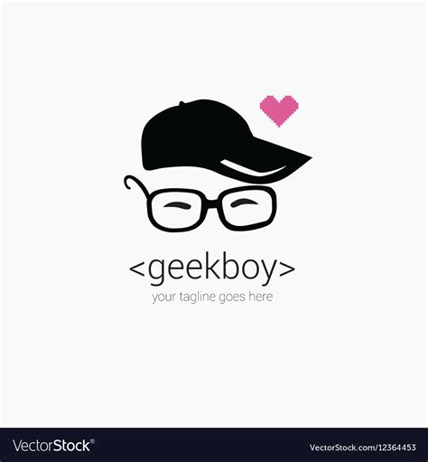 Geek Boy Logo Design Template With Cartoon Face In