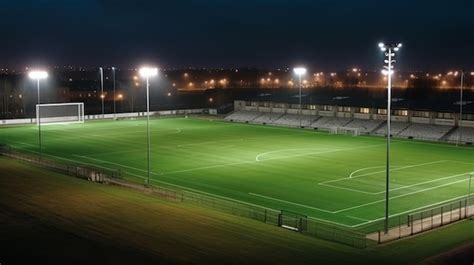 Premium Photo Universal Grass Stadium Illuminated By Spotlights And