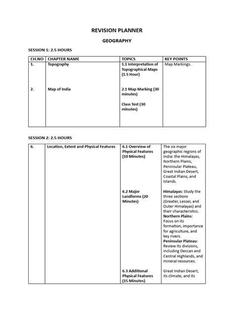 Geography Revision Planner 10 A Pdf Energy Development Waste
