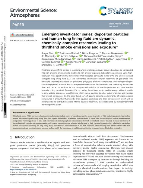 Pdf Emerging Investigator Series Deposited Particles And Human Lung