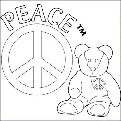 Peace Sign And Teddy Bear Coloring Page Download Print Or Color