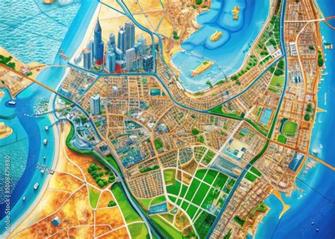 Detailed Map Of The Emirate Of Dubai Featuring Landmarks Districts