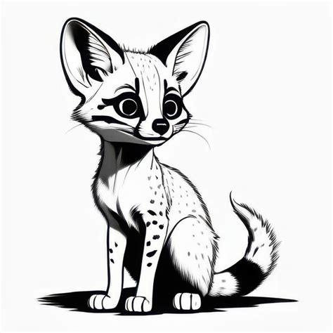 Genet Outline Black And White Cute Coloring Book Premium Ai Generated Image